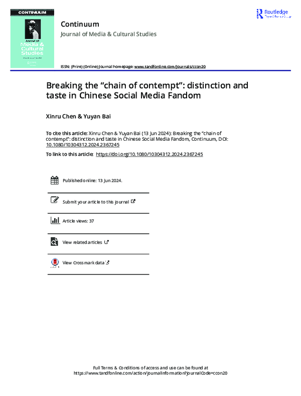 (PDF) Breaking the "chain of contempt": distinction and taste in ...