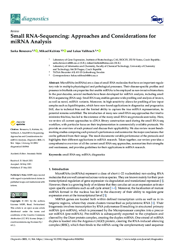 (PDF) Small RNA-Sequencing: Approaches and Considerations for miRNA Analysis