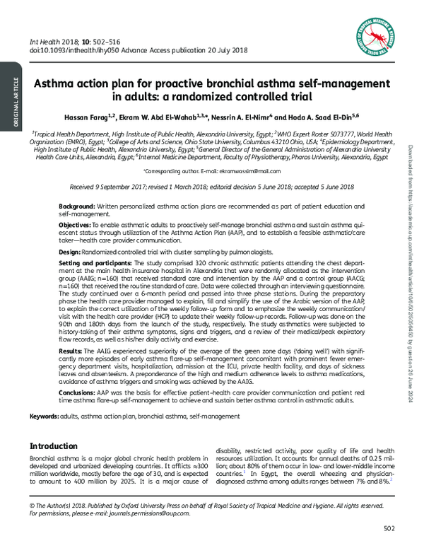 (PDF) Asthma action plan for proactive bronchial asthma self-management in adults: a randomized ...