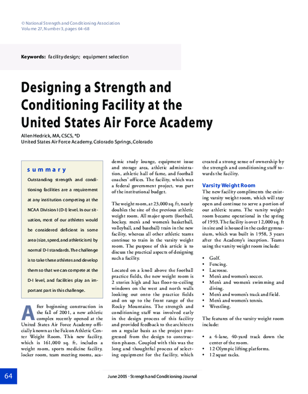 (PDF) Designing a Strength and Conditioning Facility at the United ...