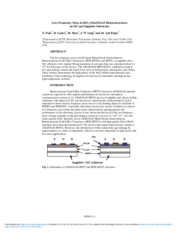 (PDF) Low-Frequency Noise in GaN MOS-HFETs