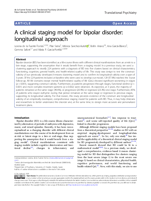 (PDF) Longitudinal Validation of Bipolar Staging Model