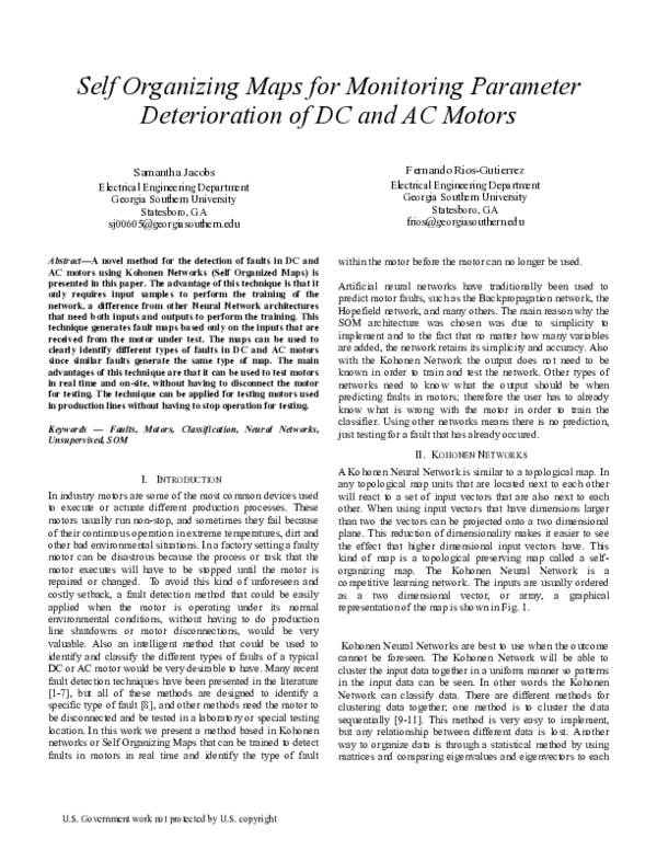 (PDF) Self organizing maps for monitoring parameter deterioration of DC and AC motors | Samantha ...
