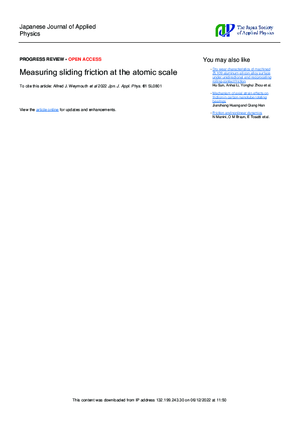 (PDF) Measuring sliding friction at the atomic scale