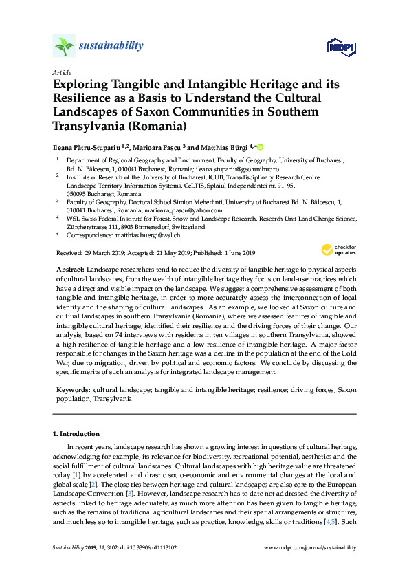 (PDF) Exploring Tangible and Intangible Heritage and its Resilience as a Basis to Understand the ...
