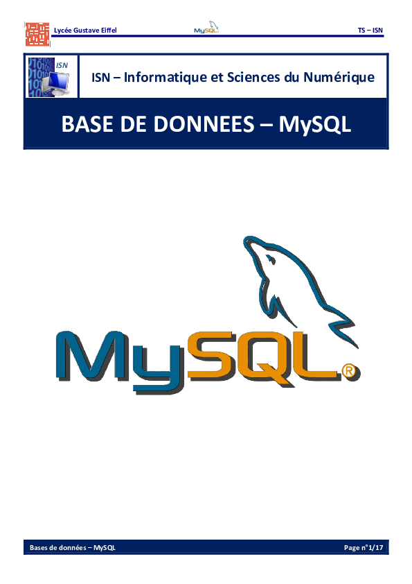 (PDF) Bases de Données MySQL