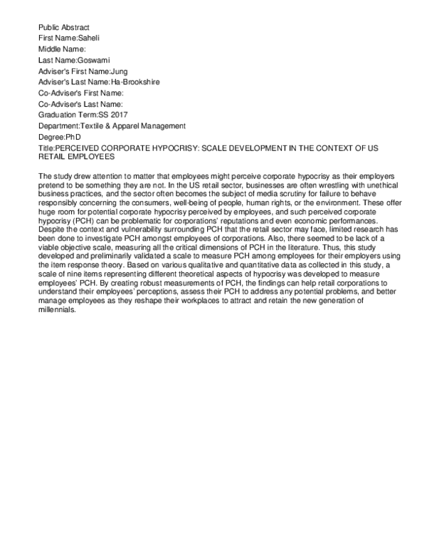 (PDF) Perceived corporate hypocrisy : scale development in the context ...