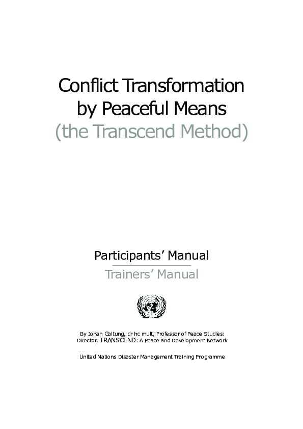 (PDF) Conflict Transformation by Peaceful Means (the Transcend Method