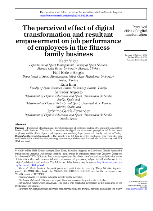 (PDF) The perceived effect of digital transformation and resultant empowerment on job ...
