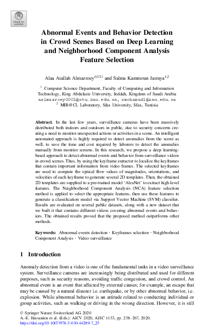 (PDF) Abnormal Events and Behavior Detection in Crowd Scenes Based on Deep Learning and ...