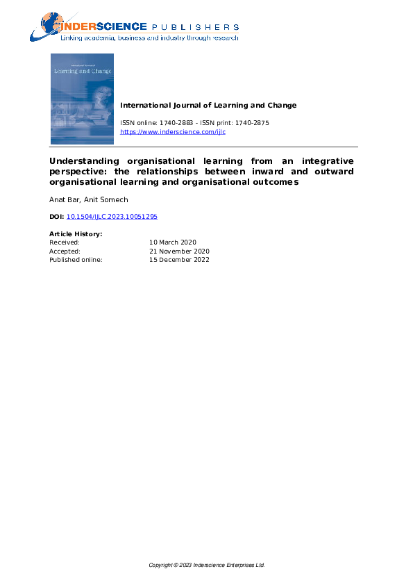(PDF) Understanding organisational learning from an integrative ...