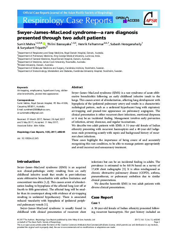 (PDF) Swyer-James-MacLeod syndrome-a rare diagnosis presented through ...