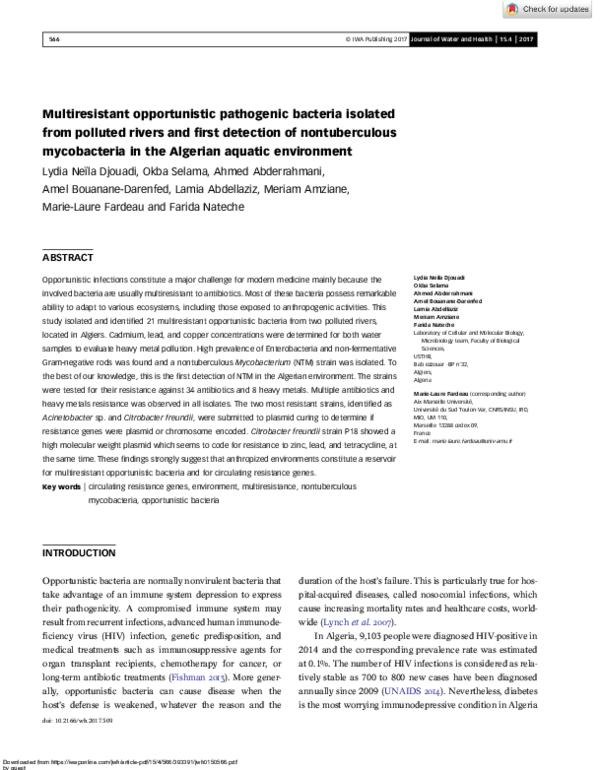(PDF) Multiresistant opportunistic pathogenic bacteria isolated from ...