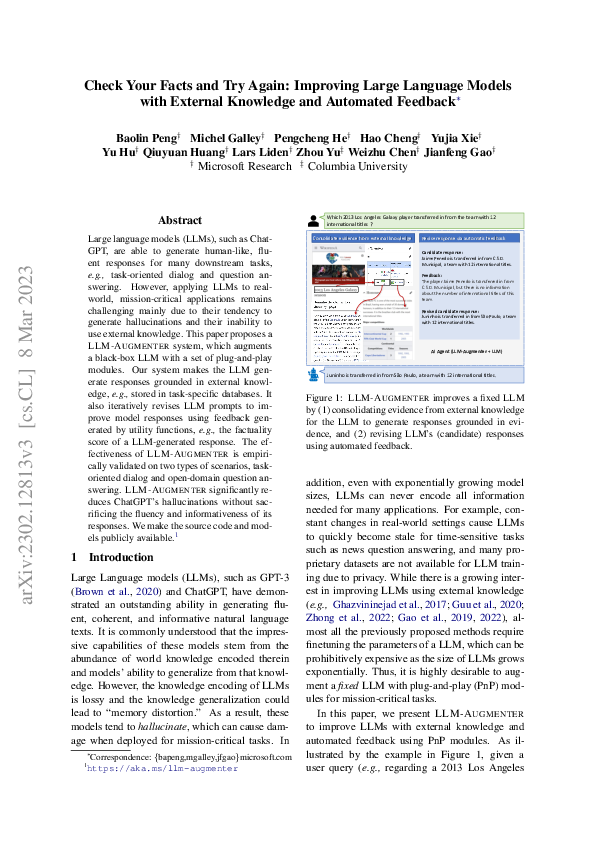 (PDF) Check Your Facts and Try Again: Improving Large Language Models ...
