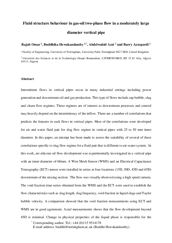 (PDF) Fluid structure behaviour in gas-oil two-phase flow in a ...