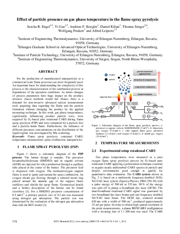 (PDF) Effect of particle presence on gas phase temperature in the flame ...