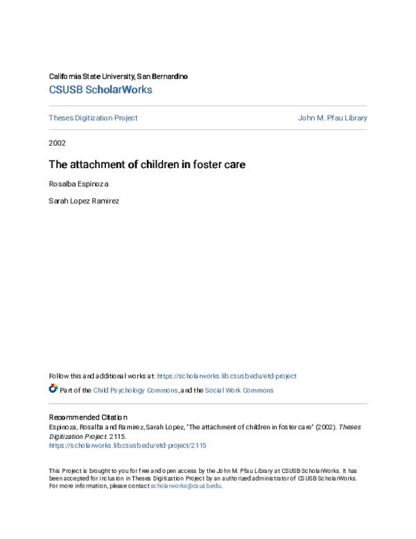 (PDF) The attachment of children in foster care