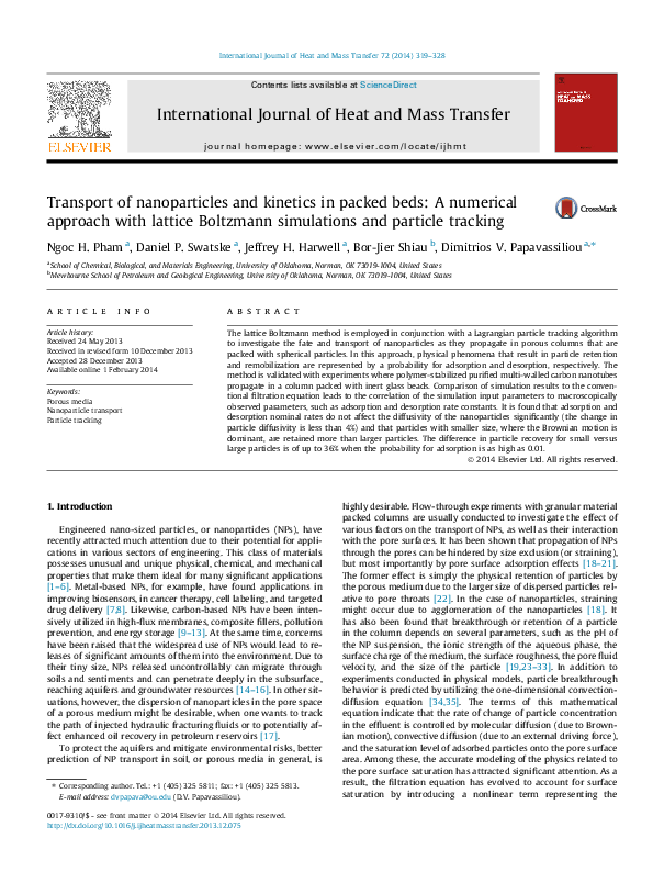 (PDF) Transport of nanoparticles and kinetics in packed beds: A ...