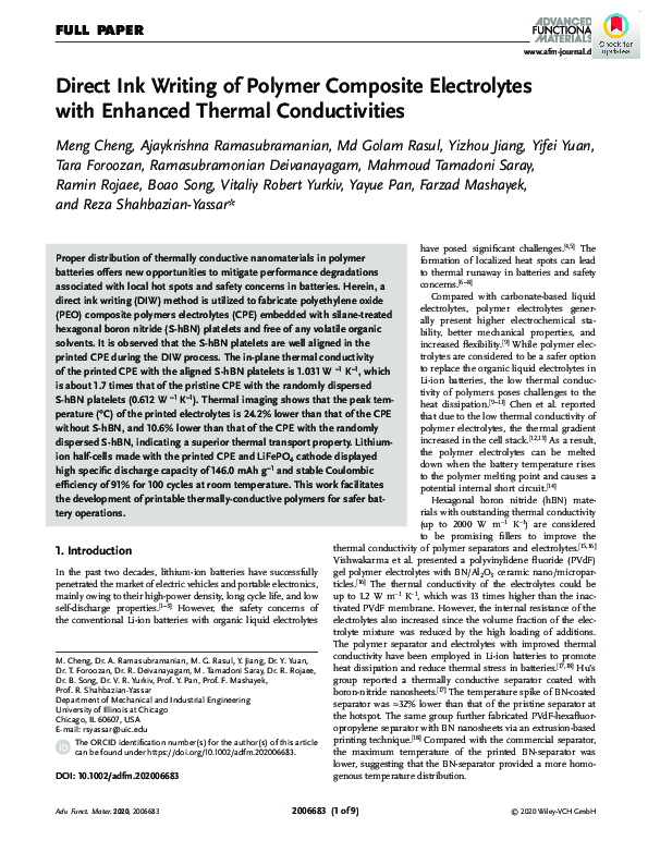 (PDF) Direct Ink Writing of Polymer Composite Electrolytes with ...