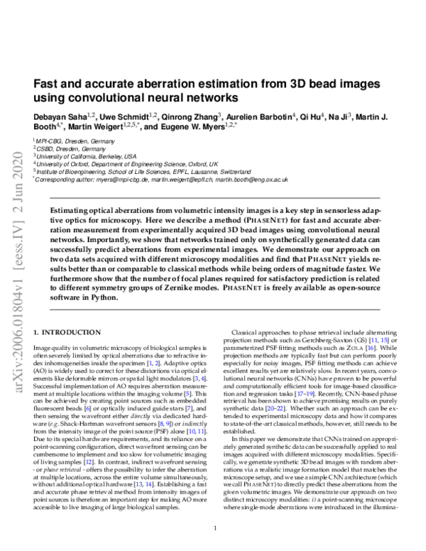 (PDF) Fast and accurate aberration estimation from 3D bead images using convolutional neural ...