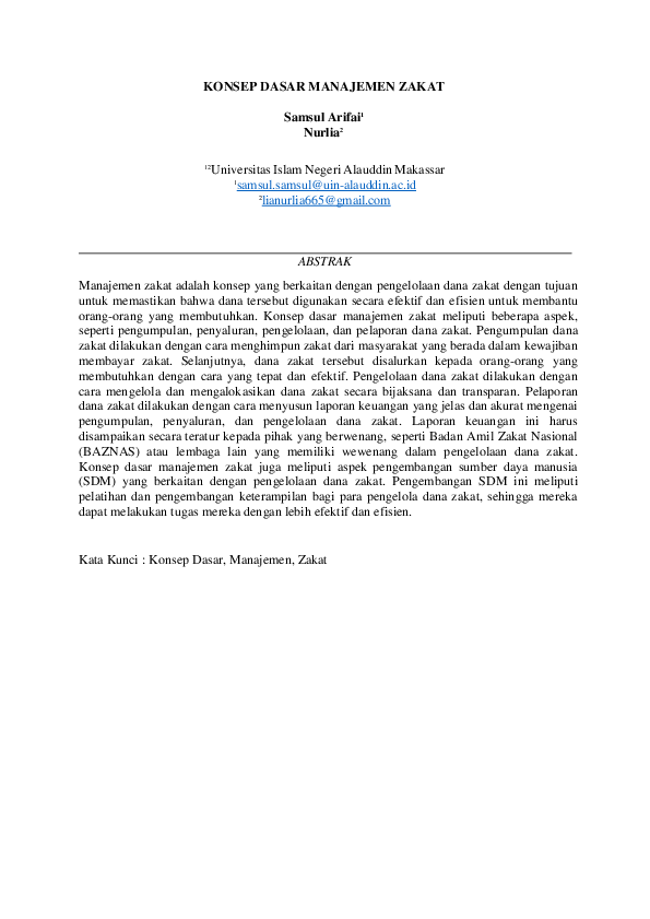 (PDF) KONSEP DASAR MANAJEMEN ZAKAT