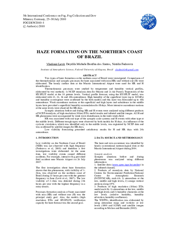 (PDF) Haze Formation on the Northern Coast of Brazil