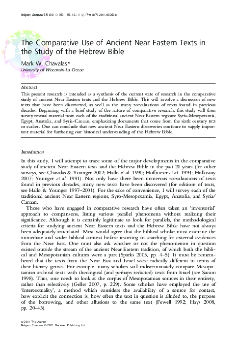 (PDF) The Comparative Use of Ancient Near Eastern Texts in the Study of ...