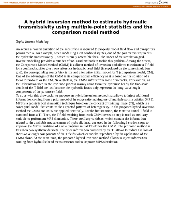 (PDF) A hybrid inversion method to estimate hydraulic transmissivity using multiple-point ...