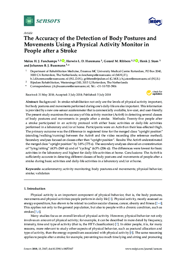 (PDF) The Accuracy of the Detection of Body Postures and Movements Using a Physical Activity ...