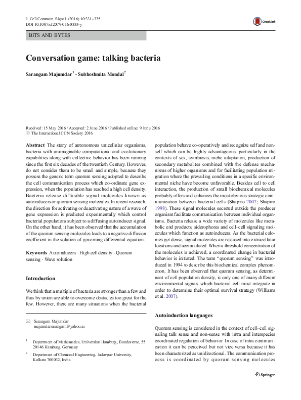 (PDF) Conversation game: talking bacteria