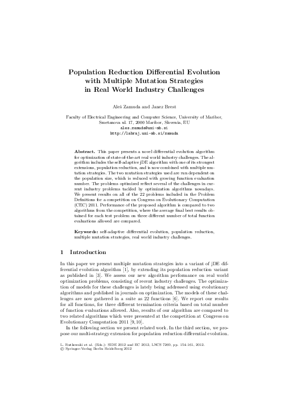 (PDF) Population Reduction Differential Evolution with Multiple ...