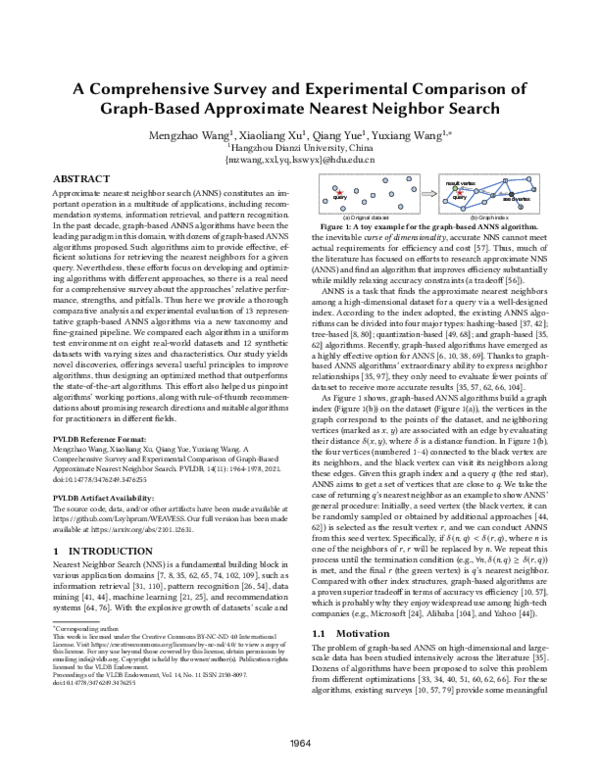 (PDF) A comprehensive survey and experimental comparison of graph-based approximate nearest ...