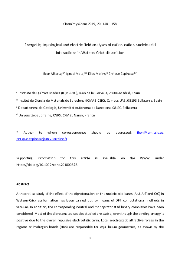 (PDF) Energetic, Topological and Electric Field Analyses of Cation ...