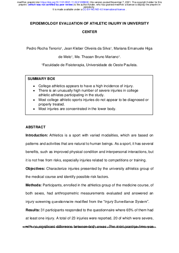 (PDF) Physical Profile and Epidemiological Analysis of Injuries in a ...