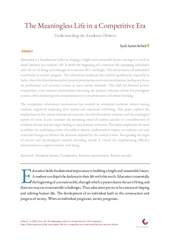 (PDF) The Meaningless Life in a Competitive Era : Understanding the ...