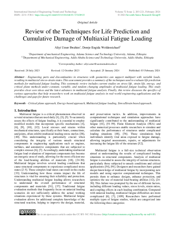 (PDF) Review of the Techniques for Life Prediction and Cumulative Damage of Multiaxial Fatigue ...