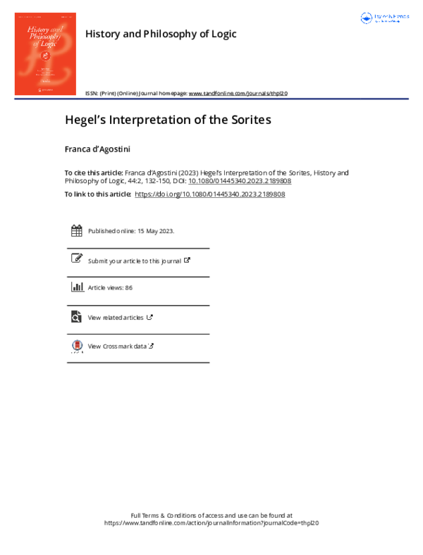 (PDF) Hegel's Interpretation of the Sorites