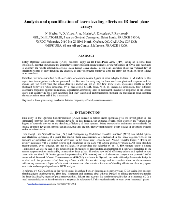 (PDF) Analysis and quantification of laser-dazzling effects on IR focal ...
