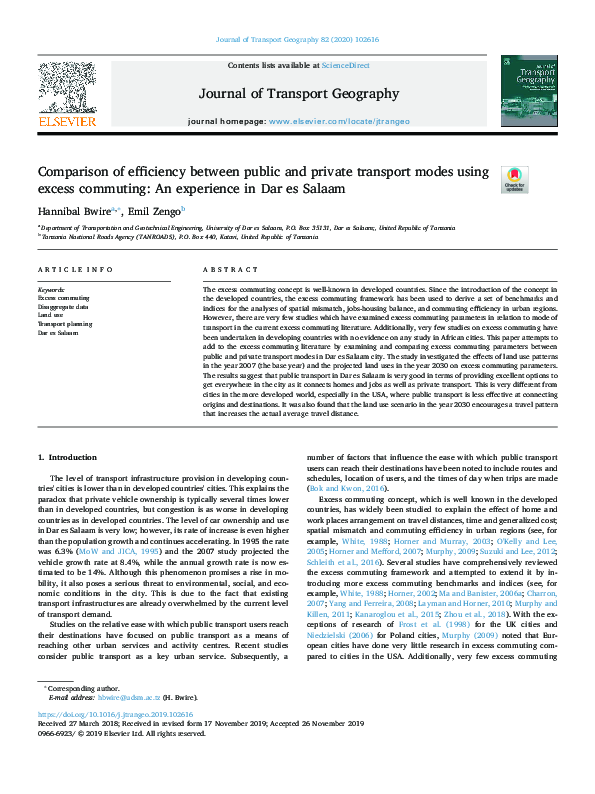 (PDF) Comparison of efficiency between public and private transport ...