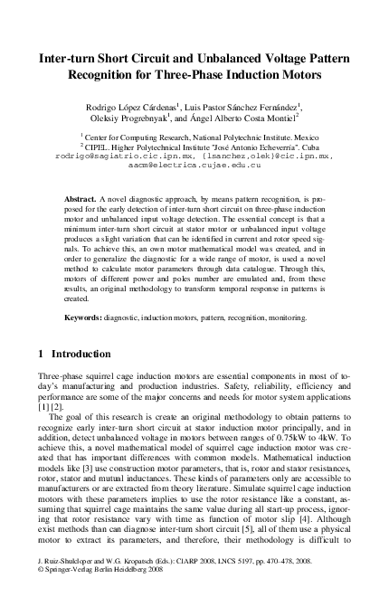 (PDF) Inter-turn Short Circuit and Unbalanced Voltage Pattern Recognition for Three-Phase ...