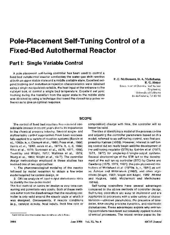 (PDF) Pole-placement self-tuning control of a fixed-bed autothermal ...