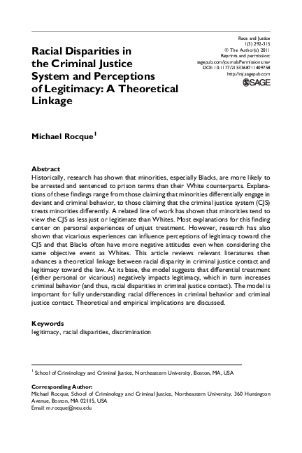 (PDF) Racial Disparities in the Criminal Justice System: Prevalence ...