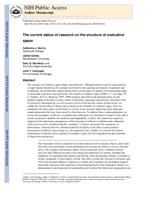 (PDF) The current status of research on the structure of evaluative ...