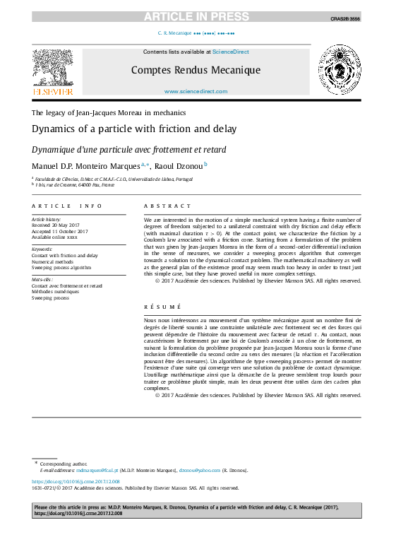 (PDF) Dynamics of a particle with friction and delay