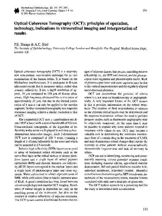 (PDF) Optical Coherence Tomography (OCT): principles of operation ...