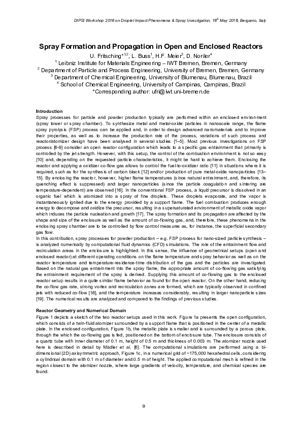(PDF) Spray Formation and Propagation in Open and Enclosed Reactors