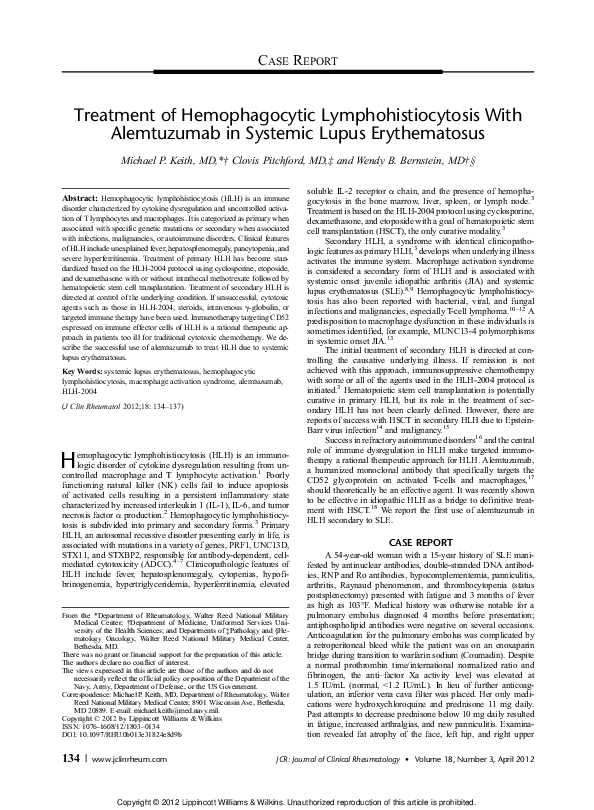 (PDF) Treatment of hemophagocytic lymphohistiocytosis with HLH-94 ...