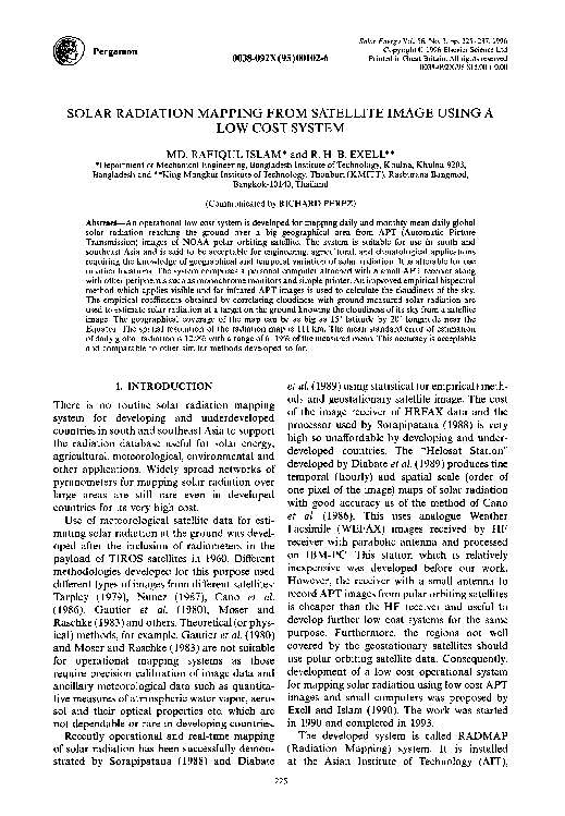 (PDF) Solar radiation mapping from satellite image using a low cost system