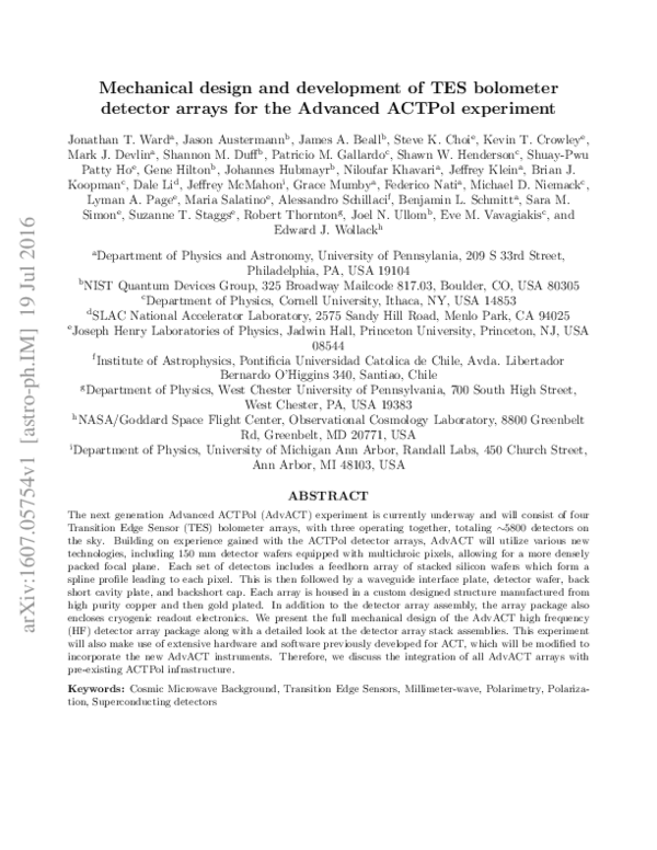 (PDF) Mechanical designs and development of TES bolometer detector ...