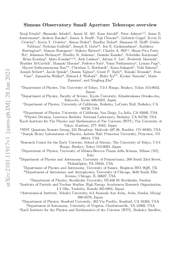 (PDF) The Simons Observatory Small Aperture Telescope overview